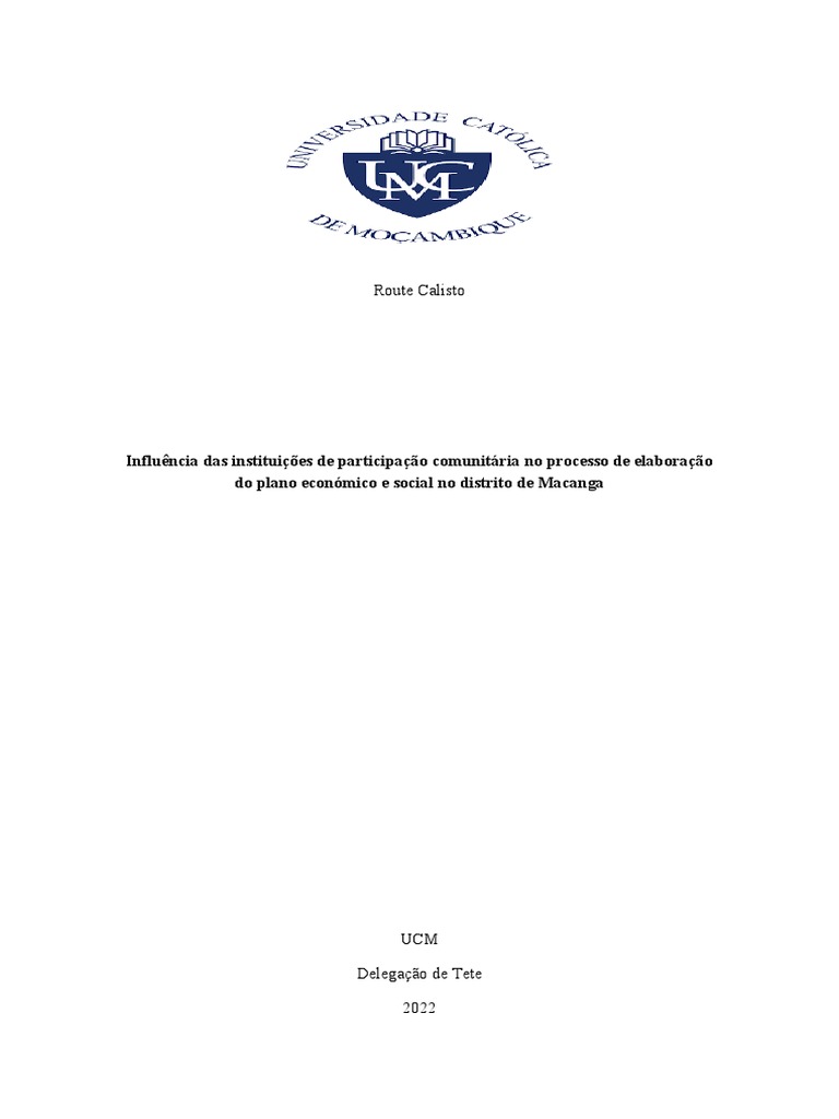 Participação Comunitária em Macanga | PDF | Método científico | Democracia