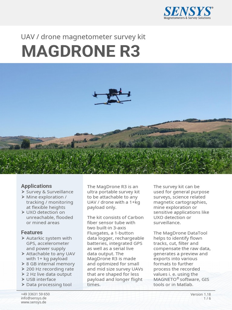 Magdrone R3: UAV / Drone Magnetometer Survey Kit | PDF | Magnetometer ...