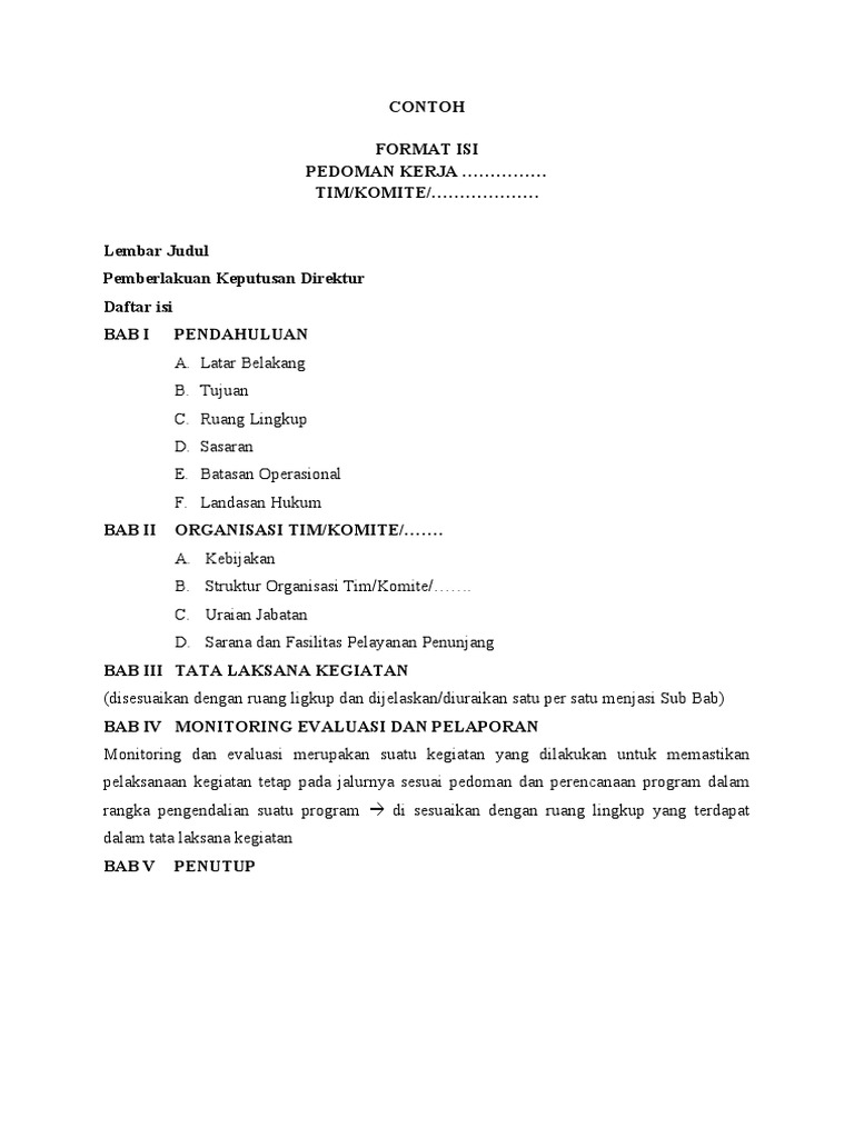 44 Format Isi Pedoman Kerja | PDF