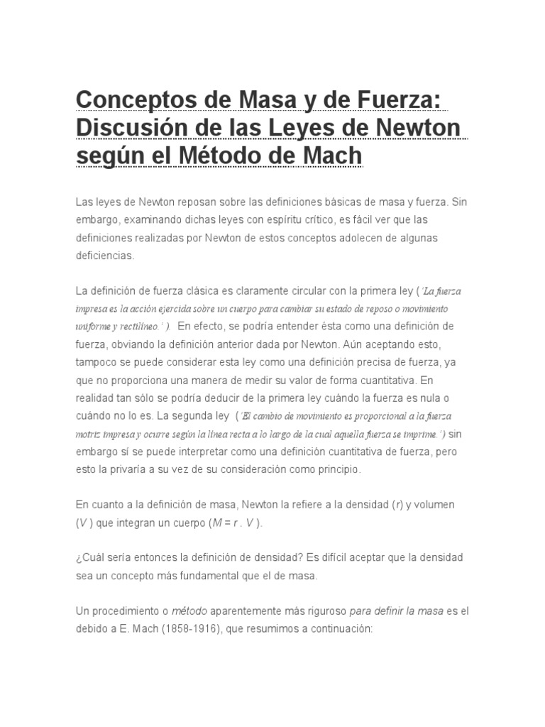 Definición de Masa según Mach | PDF | Fuerza | Masa