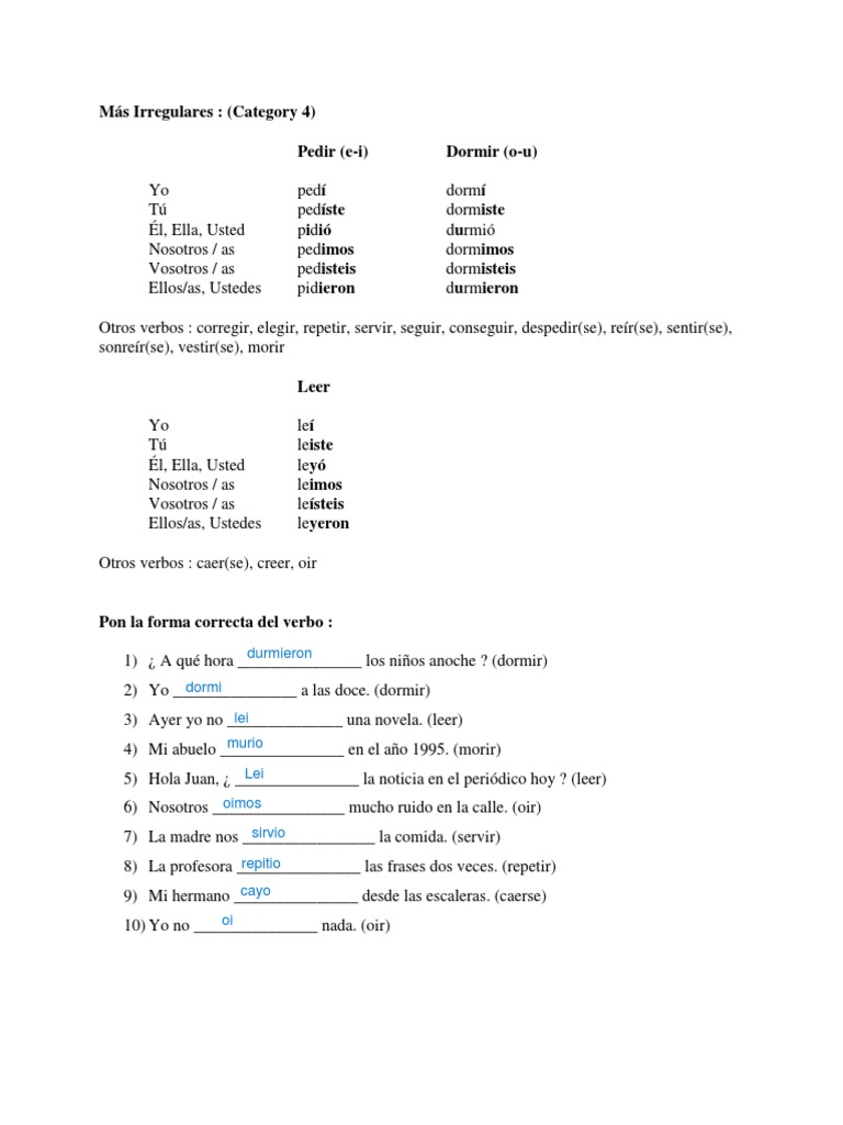 Preterito Indefinido (Irregular Verbs-4) | PDF