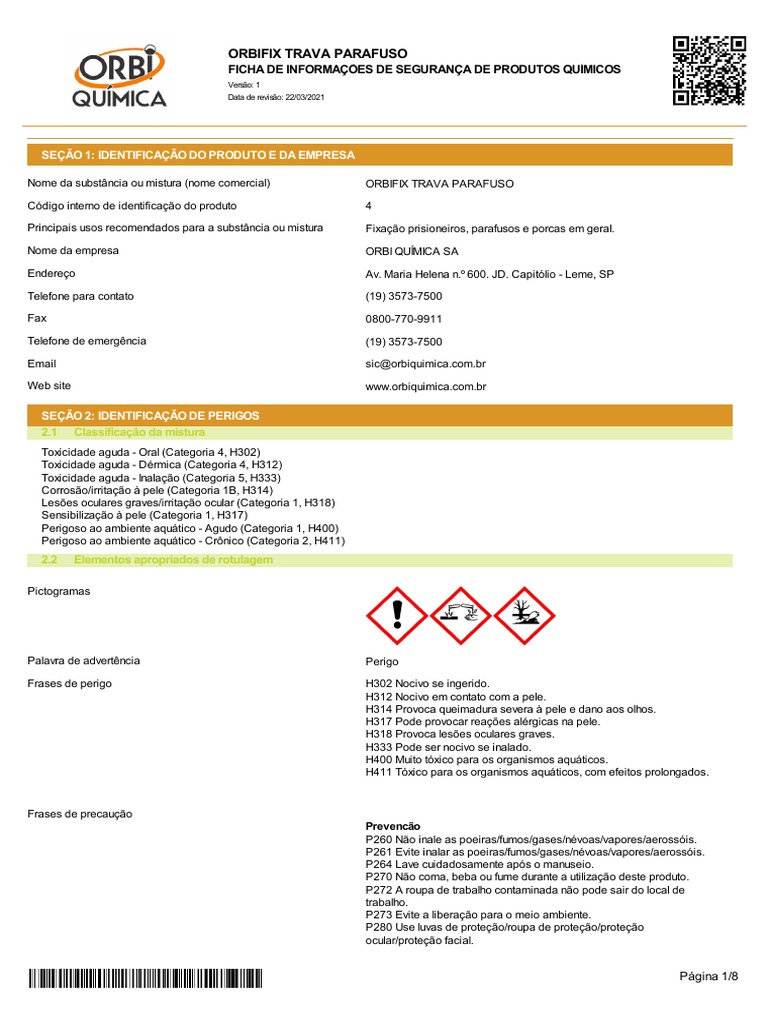 Fispq Orbifix 4 Trava Parafuso | PDF | Embalagem e rotulagem | Queimadura