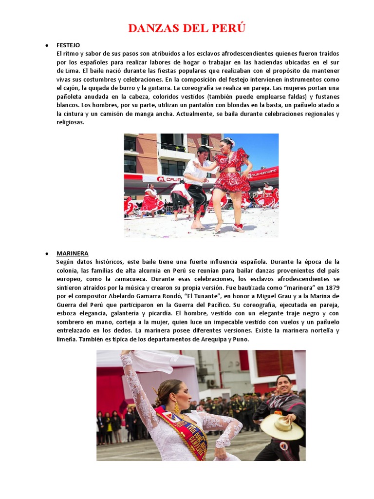 Danzas Peruanas Pdf Bailes Las Artes Escénicas