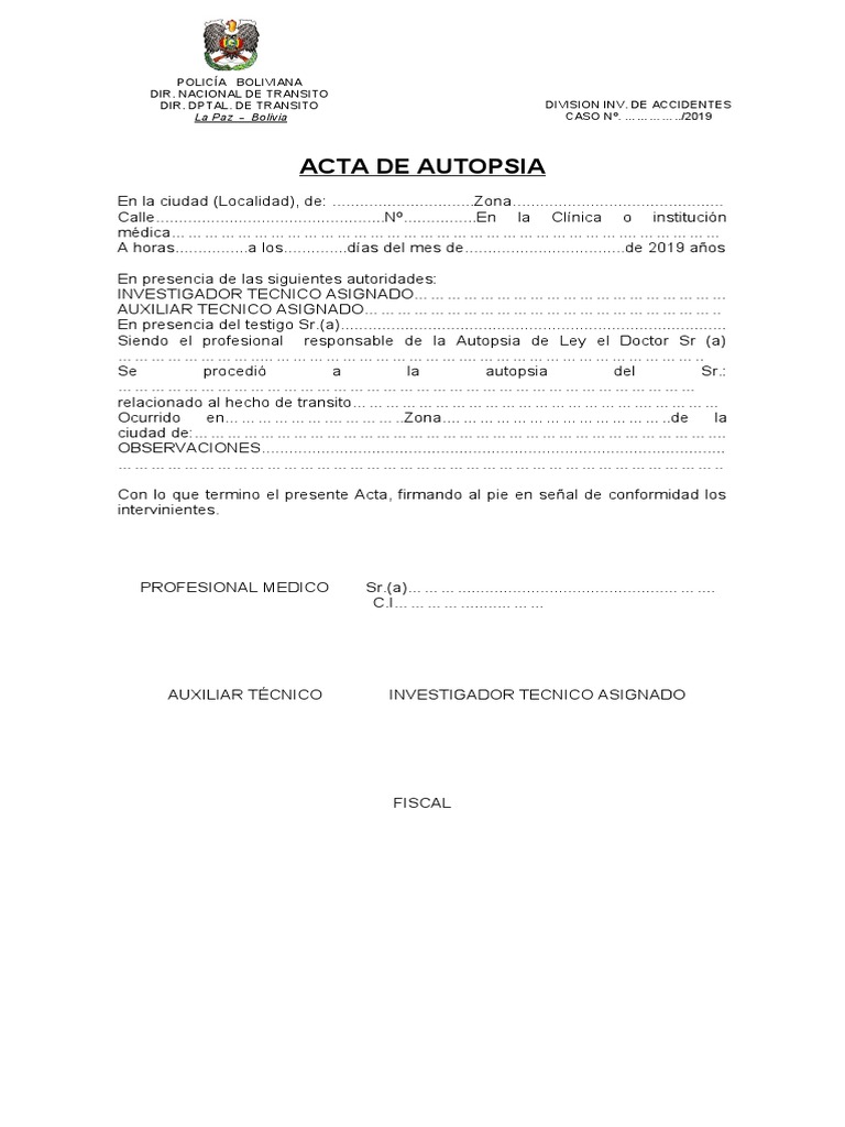 Acta de Autopsia | PDF