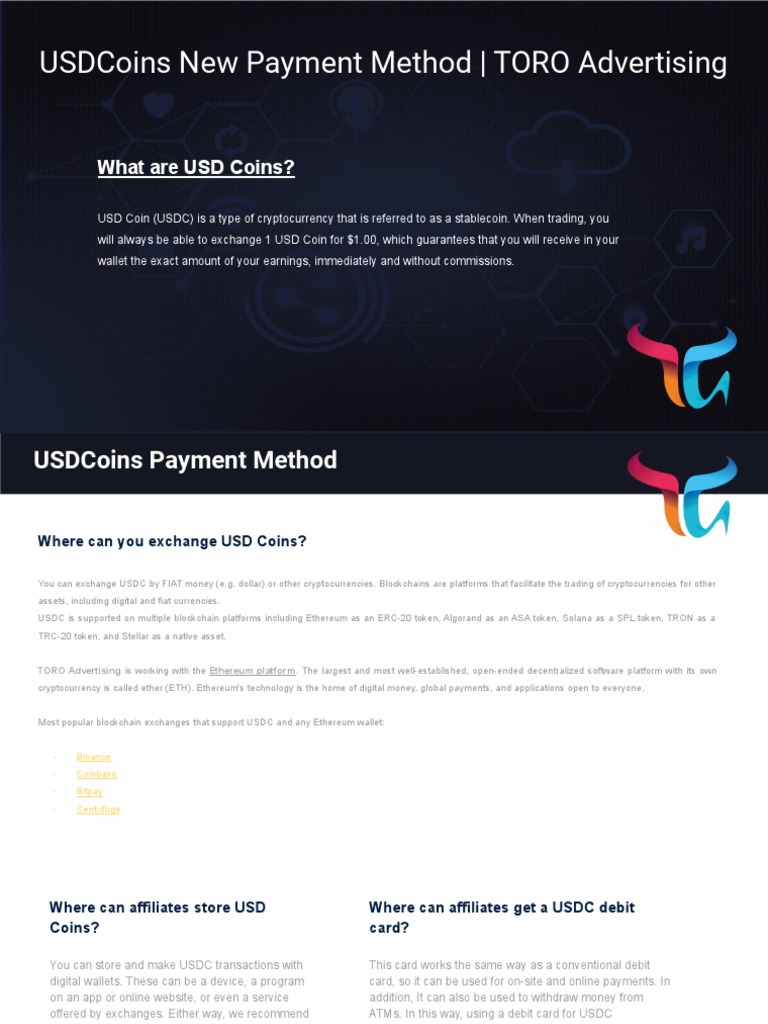 Usdcoins New Payment Method - Toro Advertising: What Are Usd Coins ...