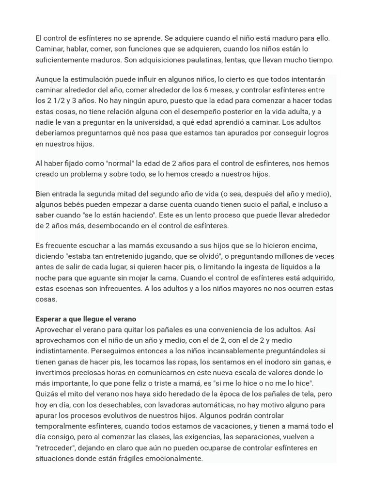Control de esfínteres en niños: guía práctica | PDF | Relaciones ...