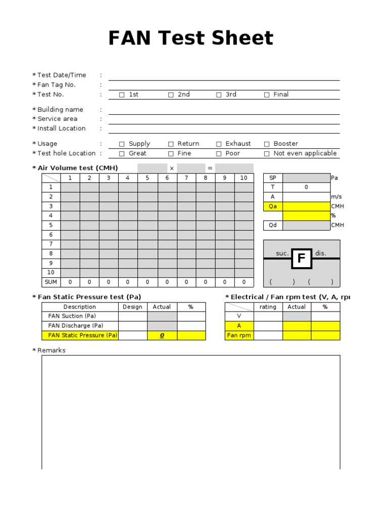01 - FAN Test Sheet | PDF