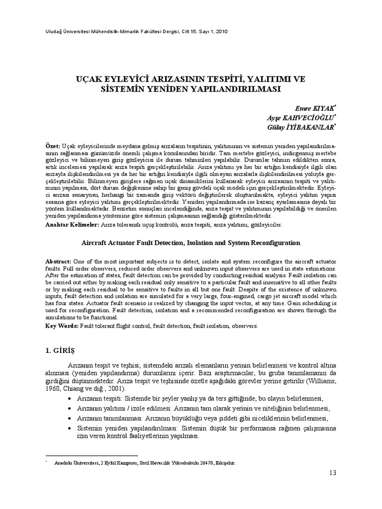 Aircraft Actuator Fault Detection Isolation And Sy Pdf