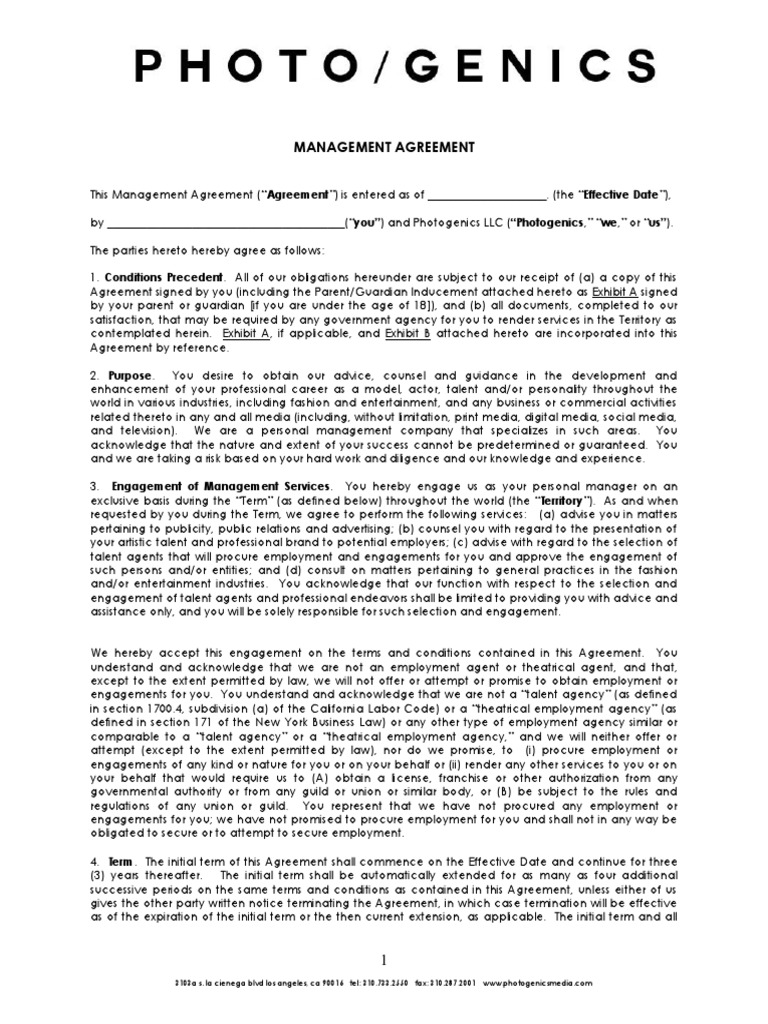 Mother Agency Management Agreement | PDF | Indemnity | Security Interest