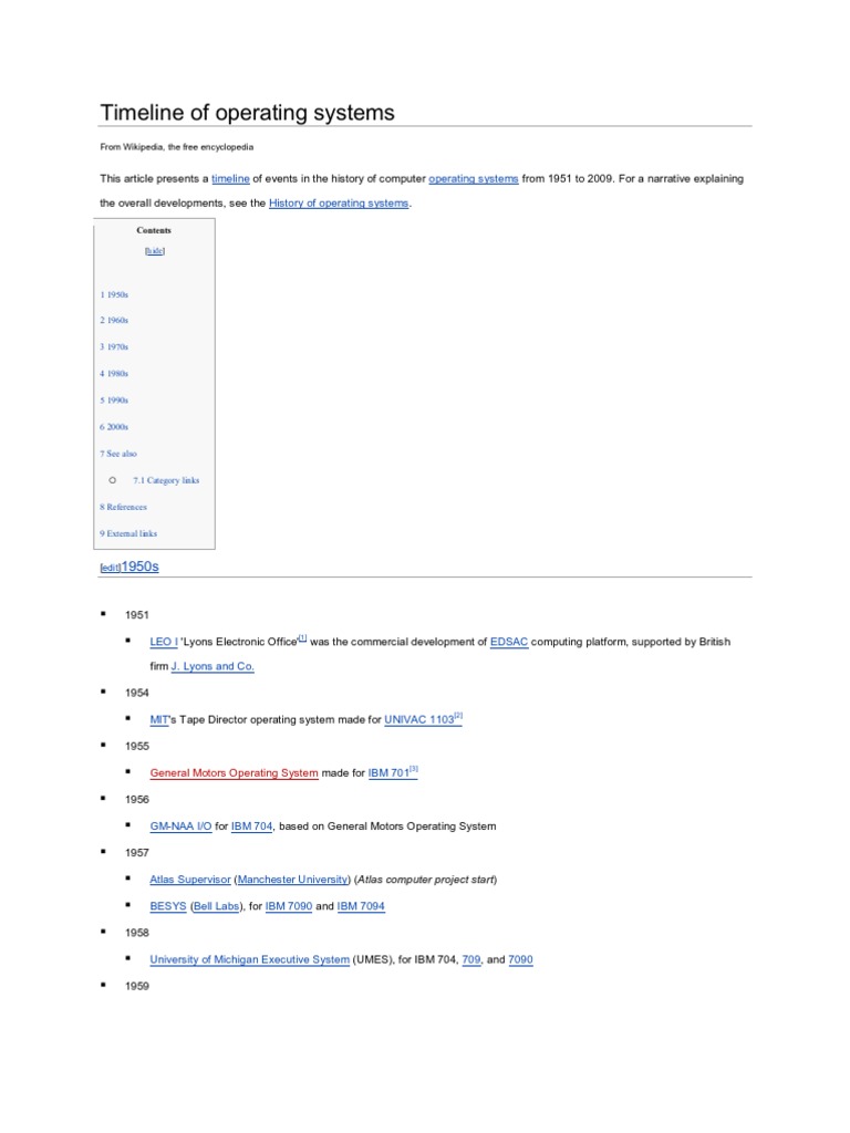 Timeline of Operating Systems | Download Free PDF | Operating System ...