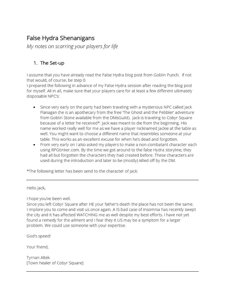 False Hydra Module 5e | PDF | Pub | Perception