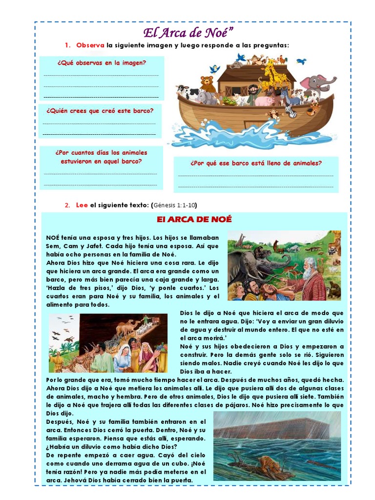 Ficha Jueves El Arca de Noe | PDF | Arca de Noé | Noé
