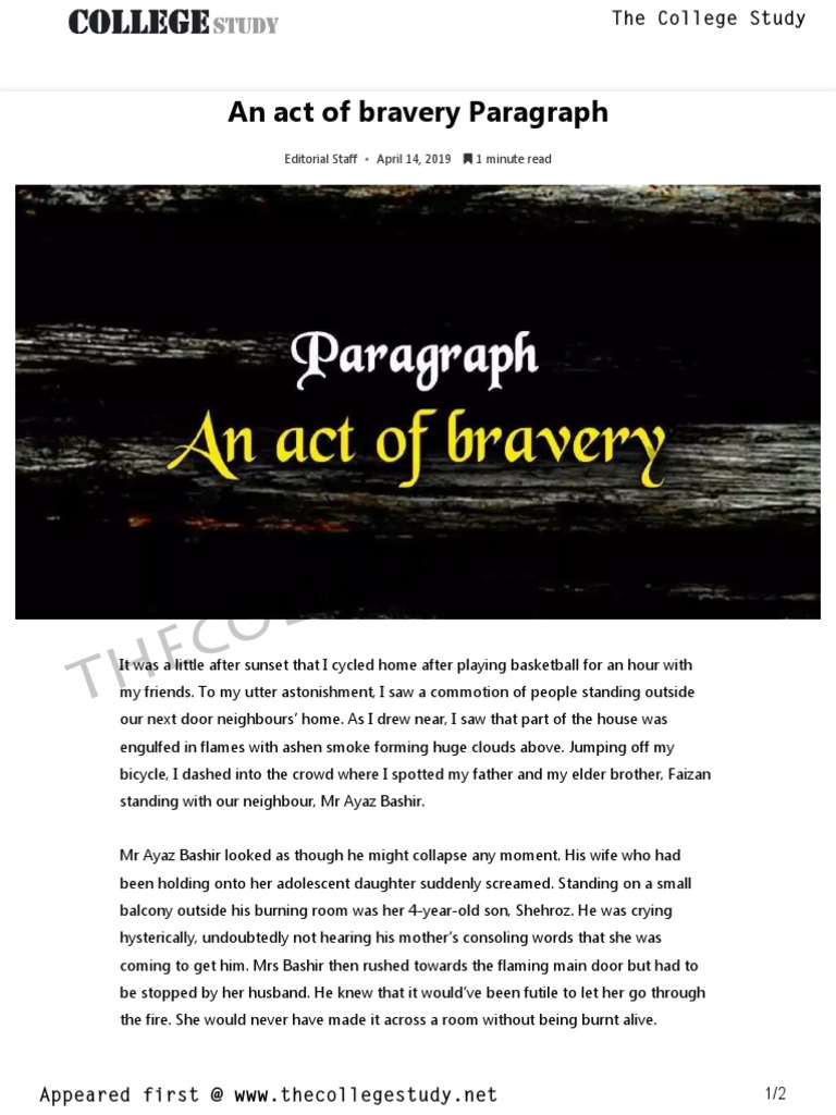 1 An Act of Bravery Paragraph - The College Study | PDF