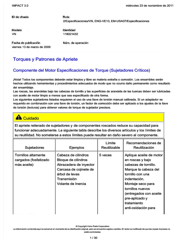 PDF Torque y Patr de Apriete d13 - Compress | PDF | Tornillo ...
