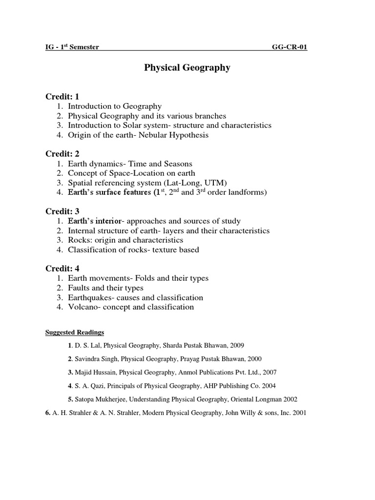 Physical G - Physical Geography Ist Sem | PDF