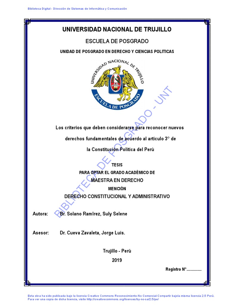 Modelo (4) Proyecto Tesis Solano RamIrez, Suly Selene | PDF | Derechos ...