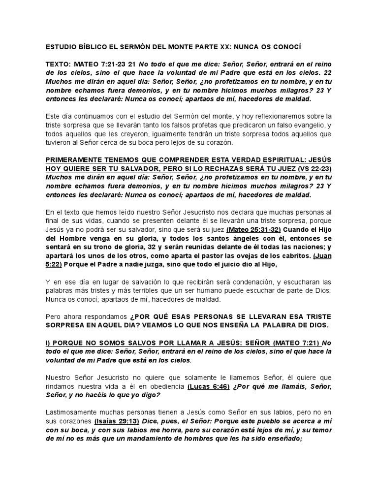 Nunca os conocí: Reflexiones bíblicas | PDF | Jesús | Demonios