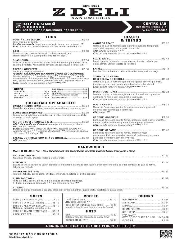 1a Cardapio Digital Z Deli Brunch | PDF | Sanduíche | Culinária