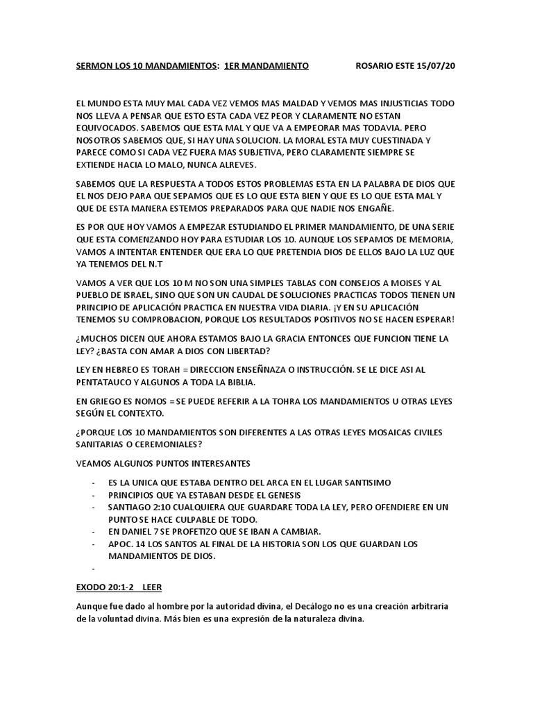 Sermon Los 10 Mandamientos | PDF | Creencia religiosa y doctrina