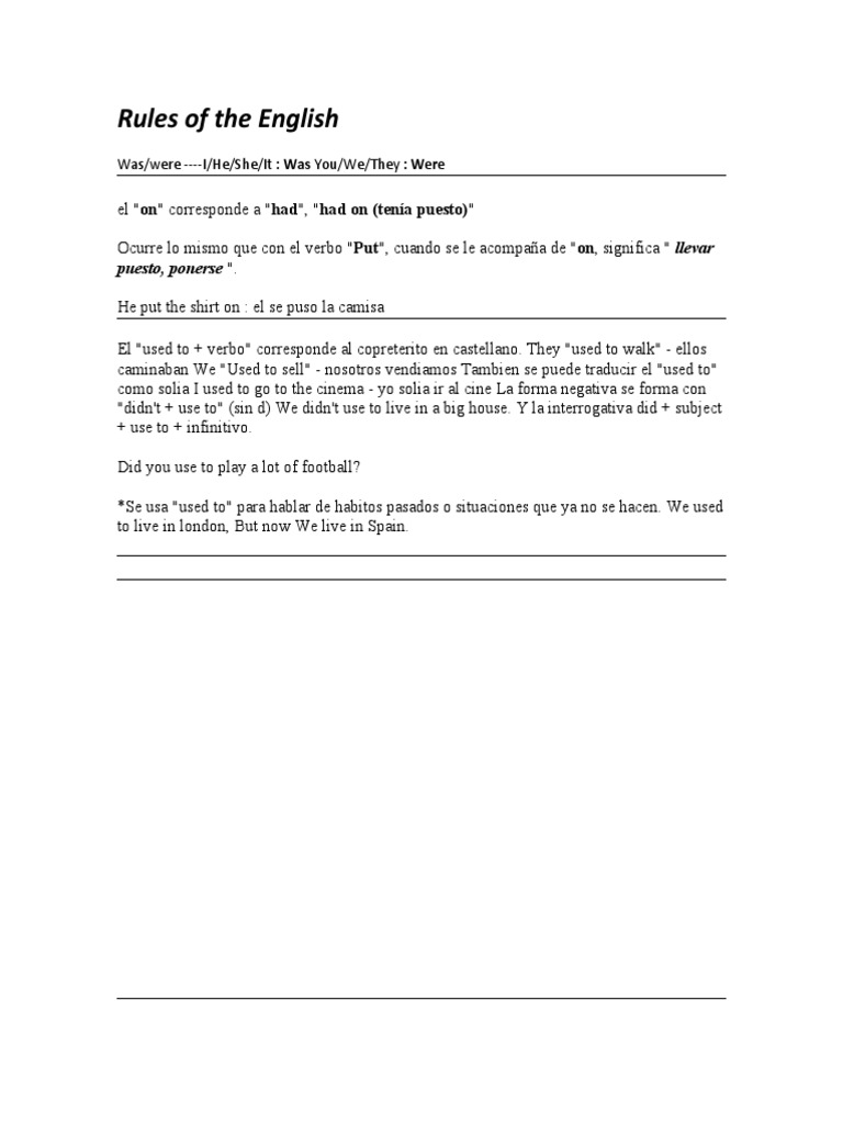 Rules of The English | PDF | Asunto (gramática) | Oración (Lingüística)