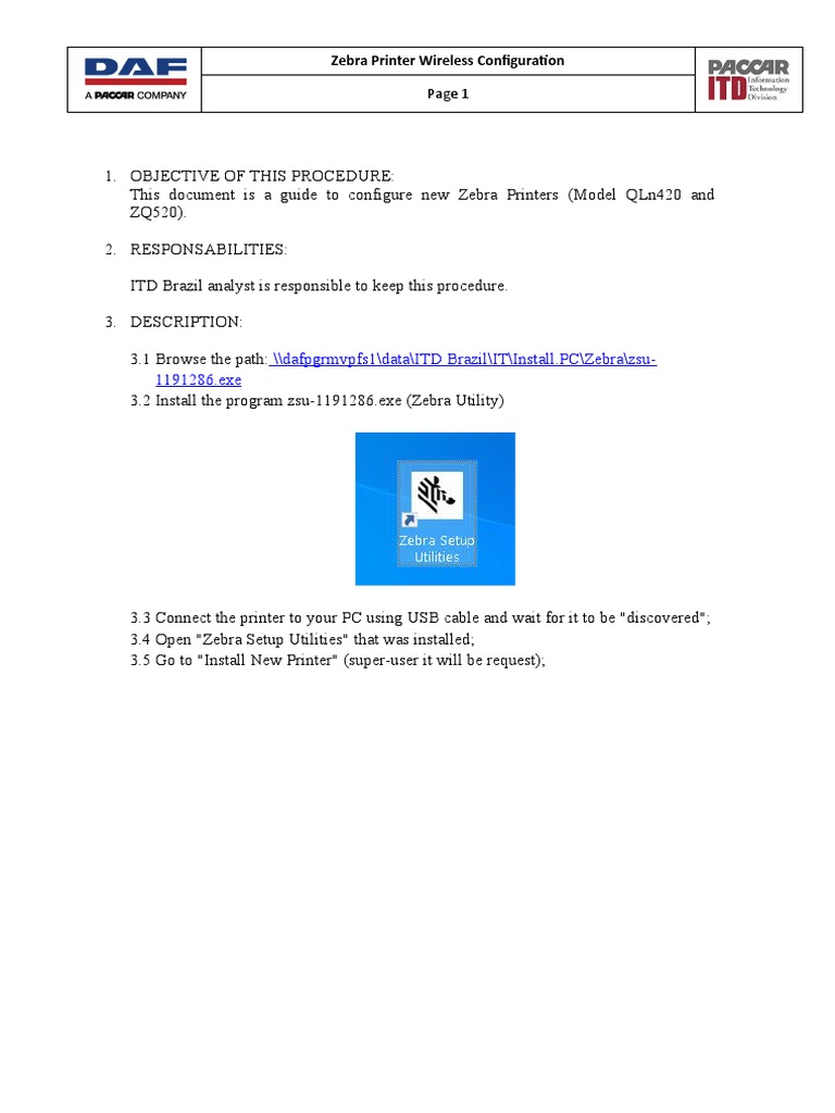 Zebra Printer Wireless Setup Guide | PDF | Wireless Lan | Printer ...