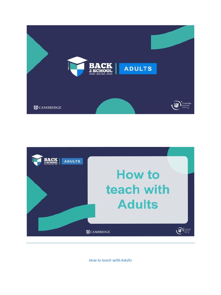 Schedule of Online Teacher Training Workshops on Methods for Teaching Adults | PDF