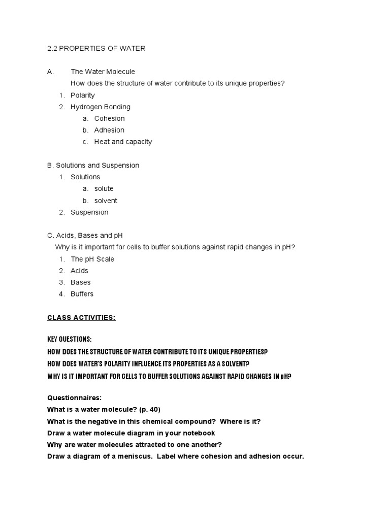 Grade 7th Properties of Water | PDF | Ph | Properties Of Water