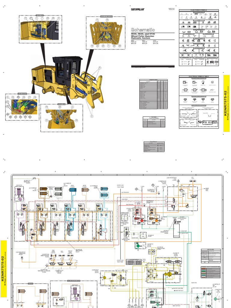 553C, 563C, and 573C Wheel Feller Buncher Hydraulic System: Front of ...