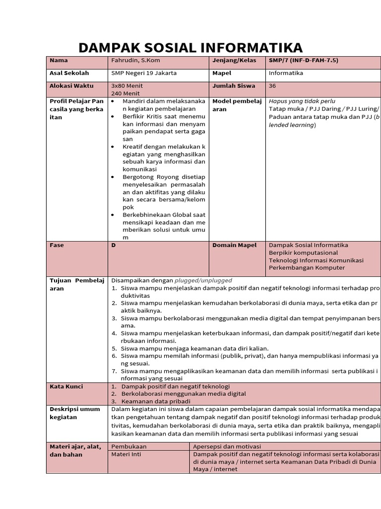 Dampak Sosial Informatika | PDF