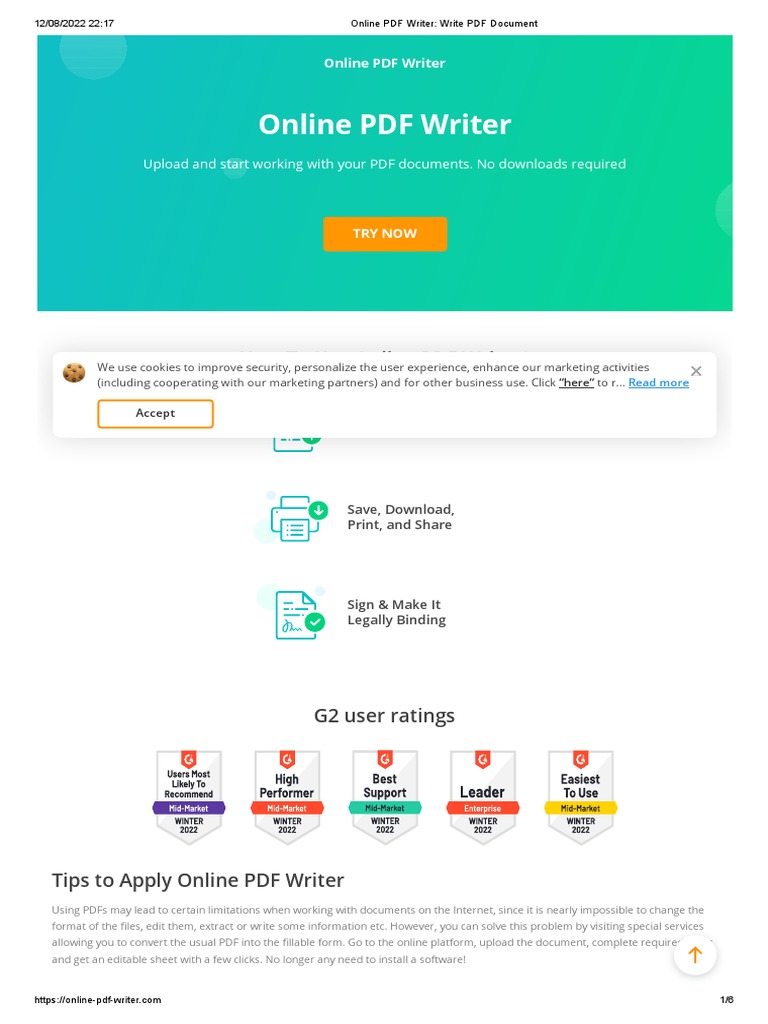 Online PDF Writer - Write PDF Document | PDF | Online And Offline ...