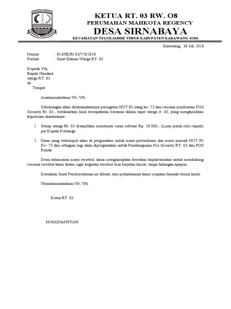 Domisili Warga RT 03 | PDF