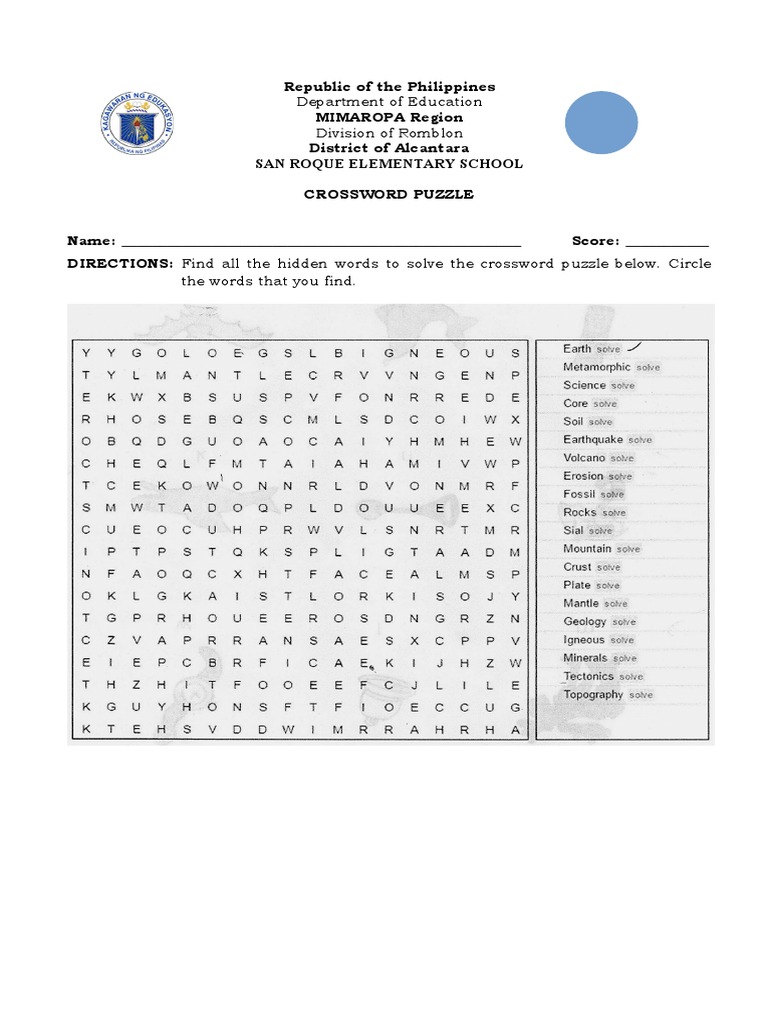 Crossword Puzzle Physical Science 6 2022 | PDF