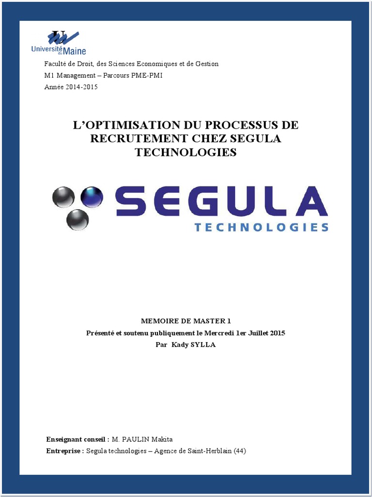 L'Optimisation Du Processus de Recrutement Chez Segula Technologies ...