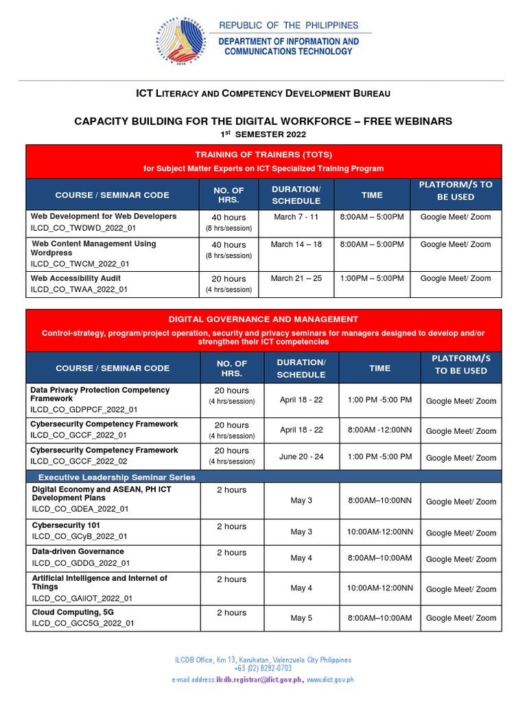 DICT ILCDB ICT Webinars 1stsem2022 | PDF | Computing | Cyberspace