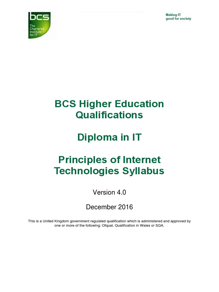 BCS Higher Education Qualifications Diploma in IT Principles of ...