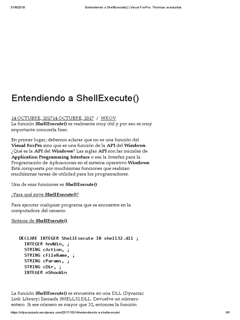 Entendiendo A ShellExecute - Visual FoxPro. Técnicas Avanzadas | PDF ...