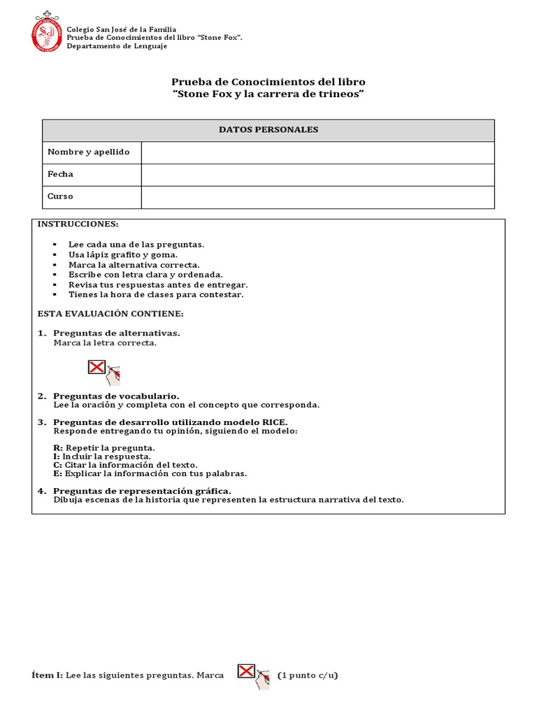 Prueba sobre "Stone Fox" | PDF