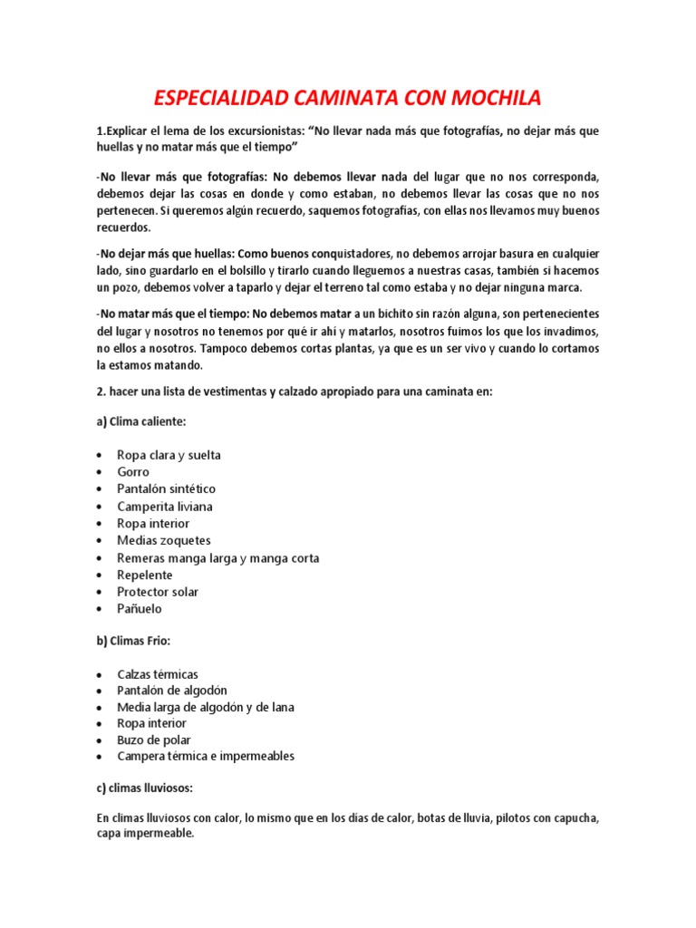 Especialidad de Caminata Con Mochila | PDF | Reloj | Hora Especialidad de Caminata Con Mochila | PDF | Reloj | Hora