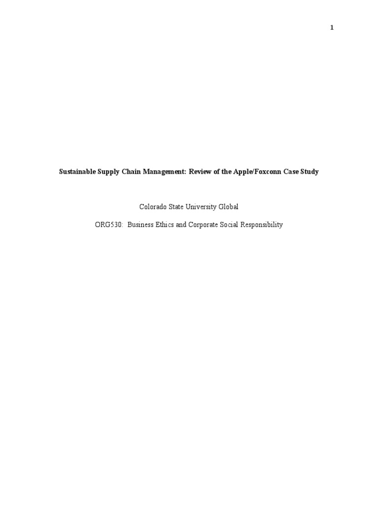 ORG530: Sustainable Supply Chain Management: Review of The Apple ...