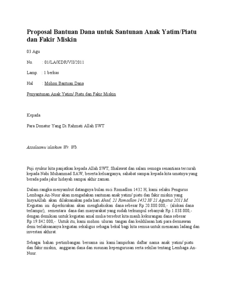 Proposal Santunan Anak Yatim 2011 | PDF
