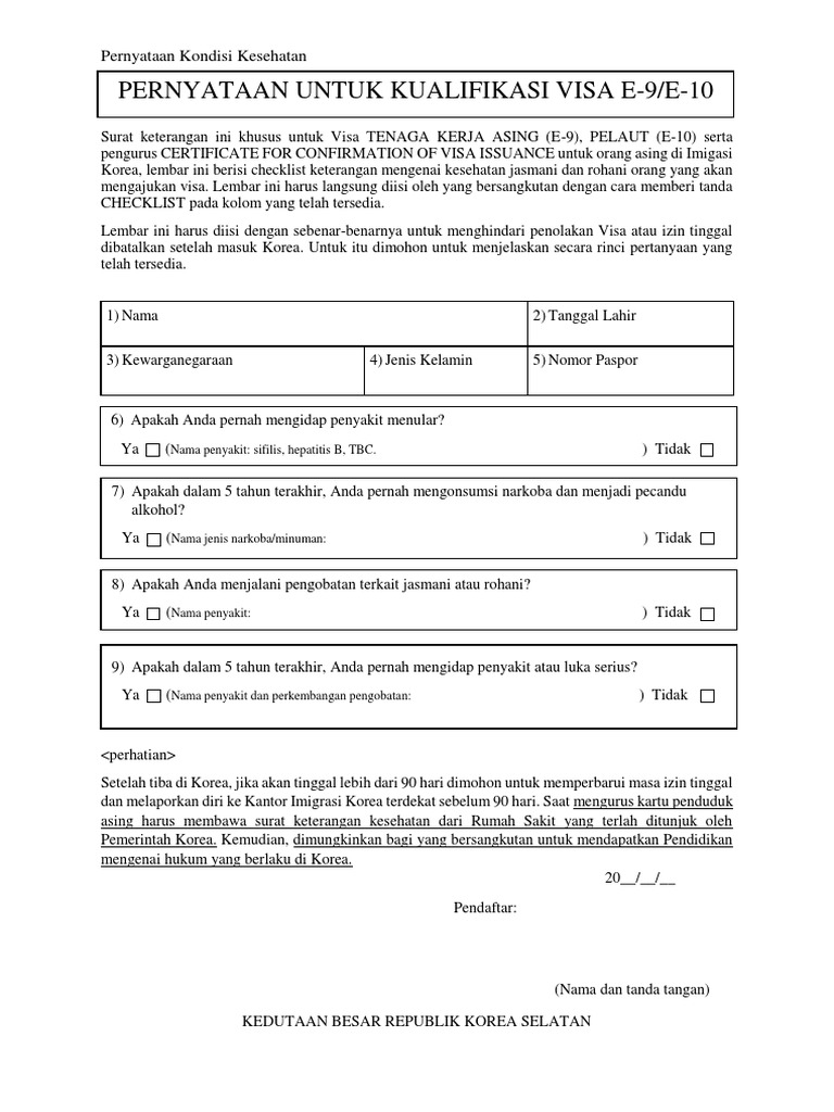 Data 07-04-2022 Formulir Pernyataan E9 | PDF