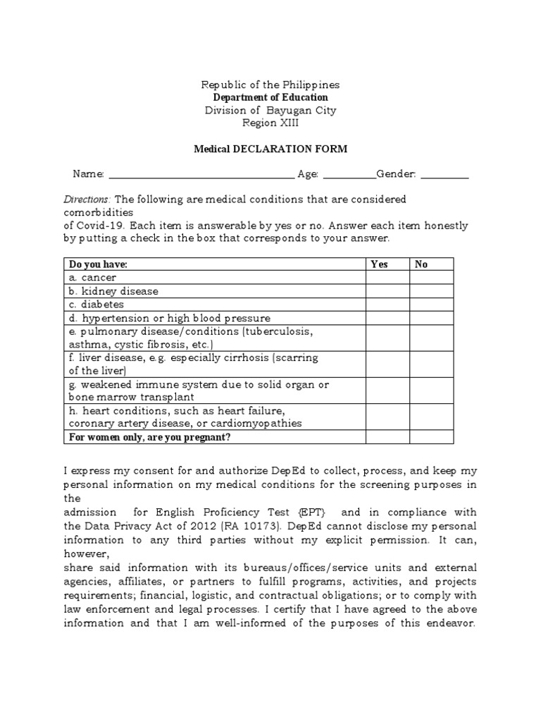 Department of Education: Directions: The Following Are Medical ...