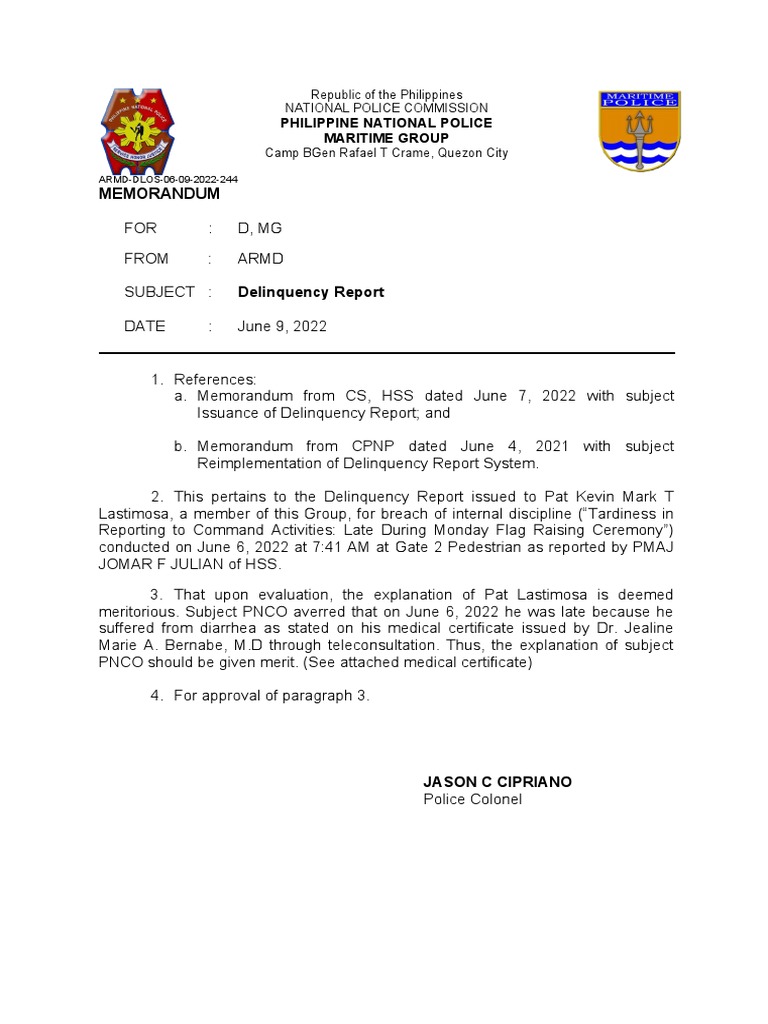 Delinquency Report for Pat Lastimosa | PDF | Law Enforcement | Crime ...