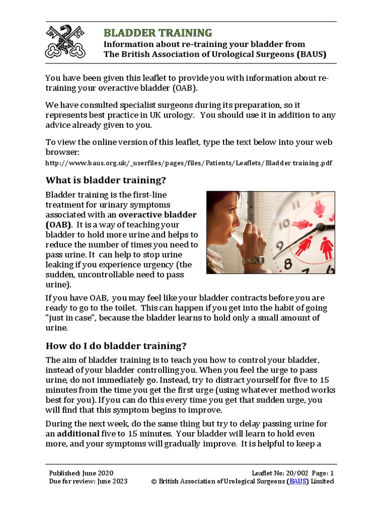 Bladder Training | Download Free PDF | Urinary Incontinence | Health ...