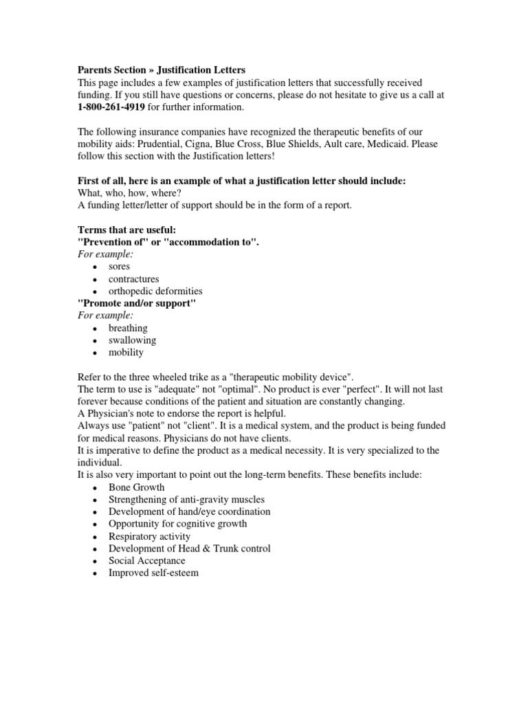 Parents Section Justification Letters: For Example | PDF | Physical ...