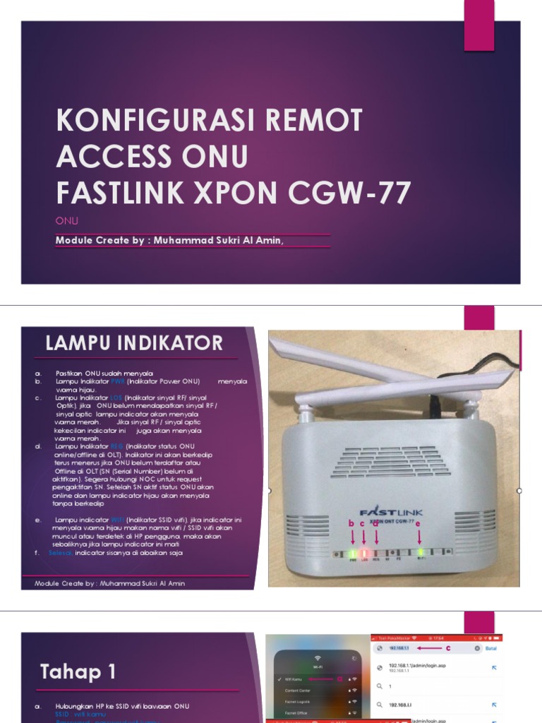 Remote Access Onu Fastlink Xpon CGW-77 | PDF