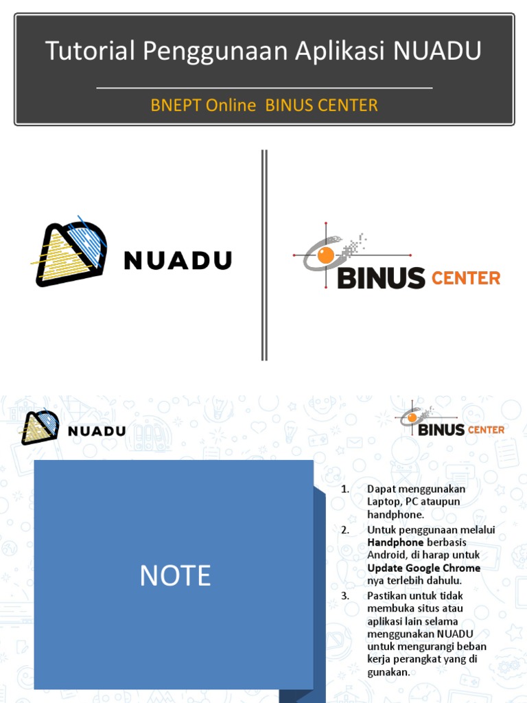 Tutorial Bnept Online Binus Center With Nuadu | PDF