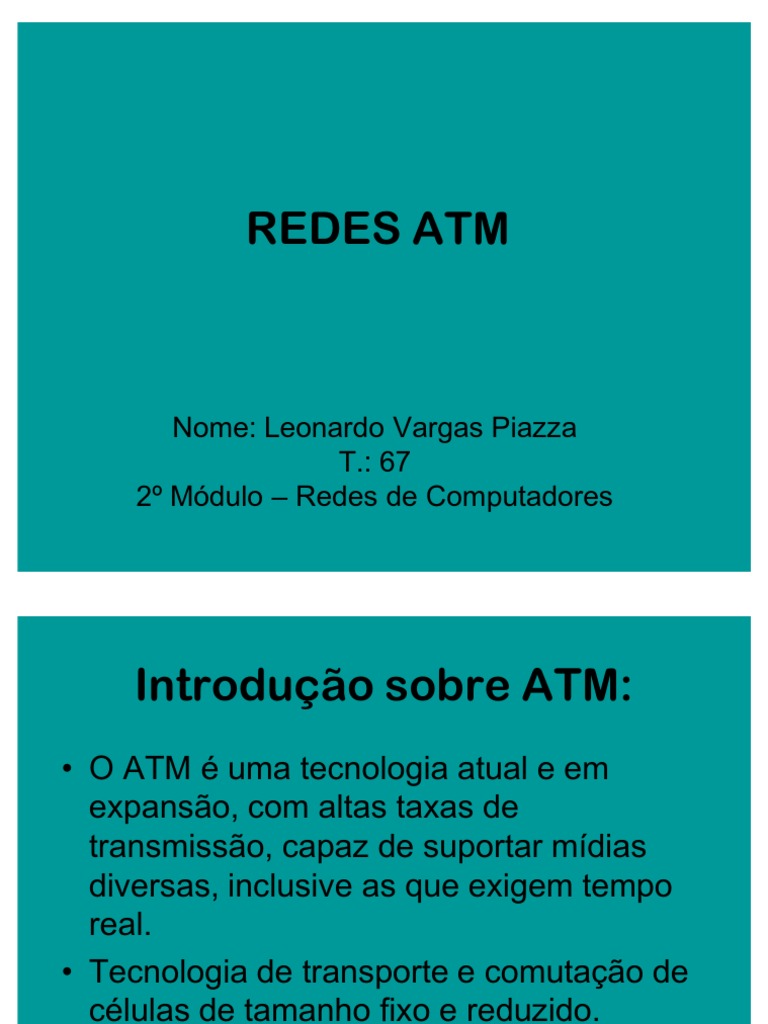 Redes Atm - Apresentação Slides | PDF | Modo assíncrono de ...