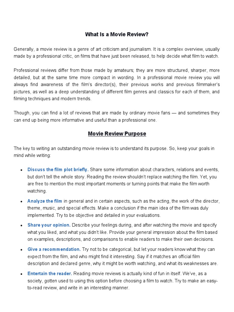What Is A Movie Review?: Discuss The Film Plot Briefly | Download Free ...