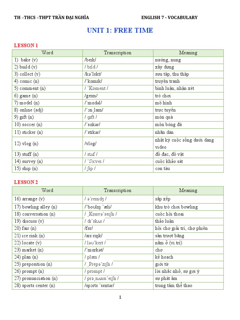 Unit 1: Free Time: Lesson 1 | PDF